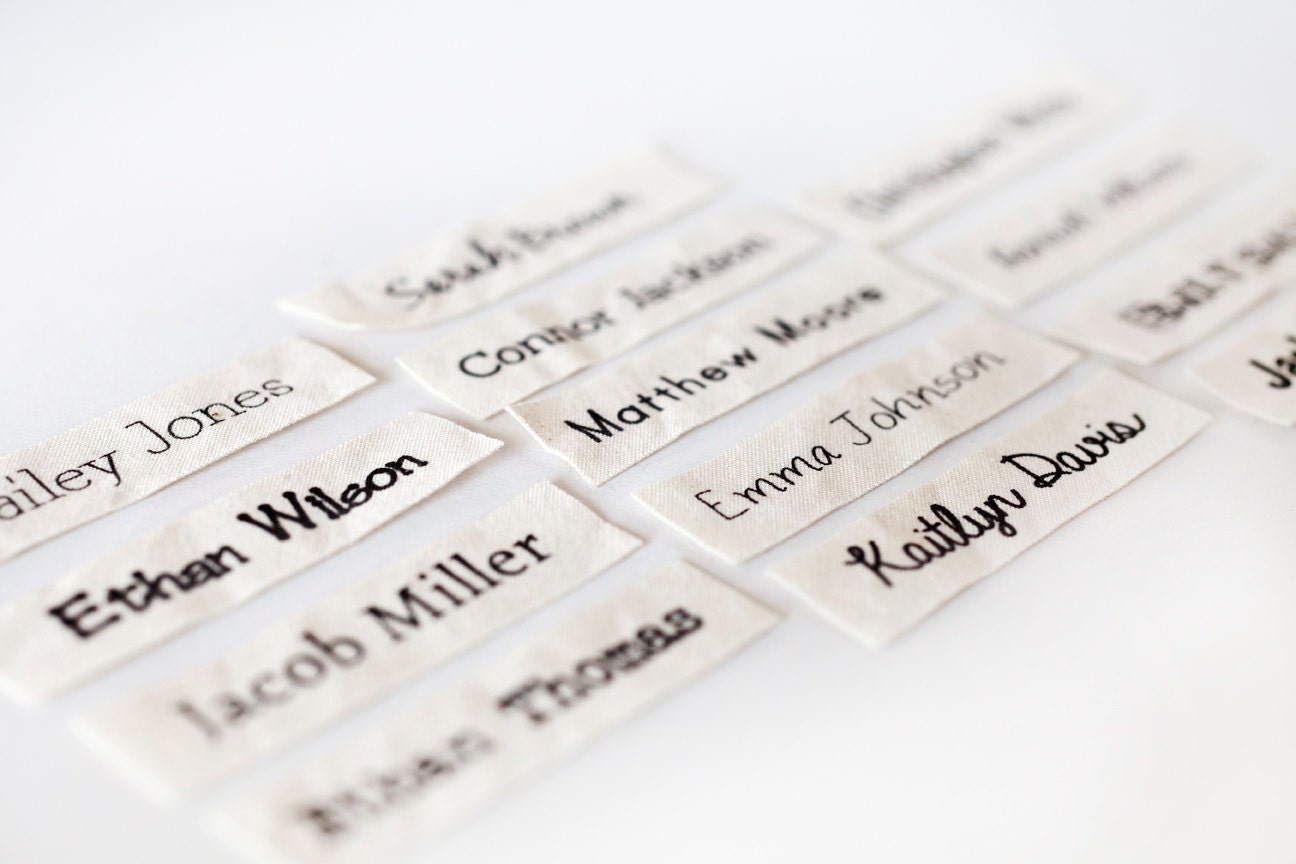 Organic Cotton Name Labels Sew on Name Tags clothing - Etsy Australia