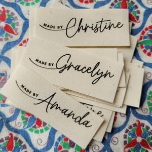 Set of 25 Signature Swoop Labels - Organic Cotton Fabric Tags for ...