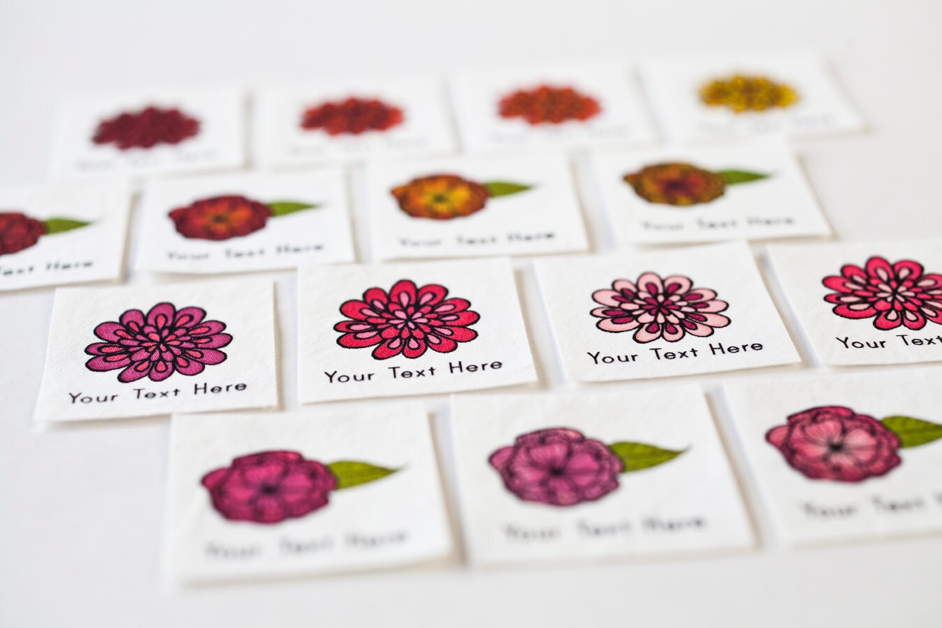 Bright Flower Labels for Sewn Items Sew in Name Tags Custom | Etsy