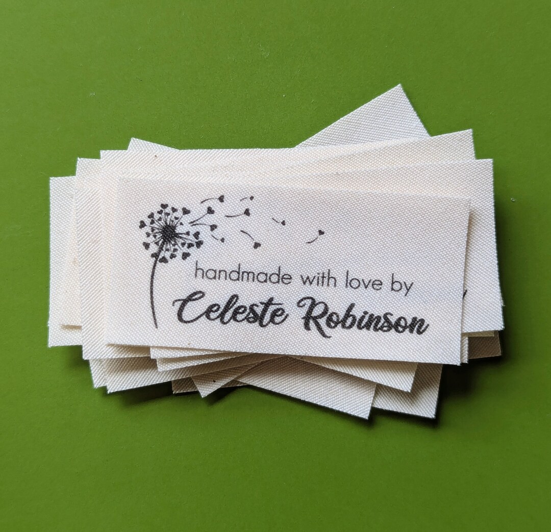 Dandelion Fabric Label Set Personalized Sewing Tags, for Handmade Items ...