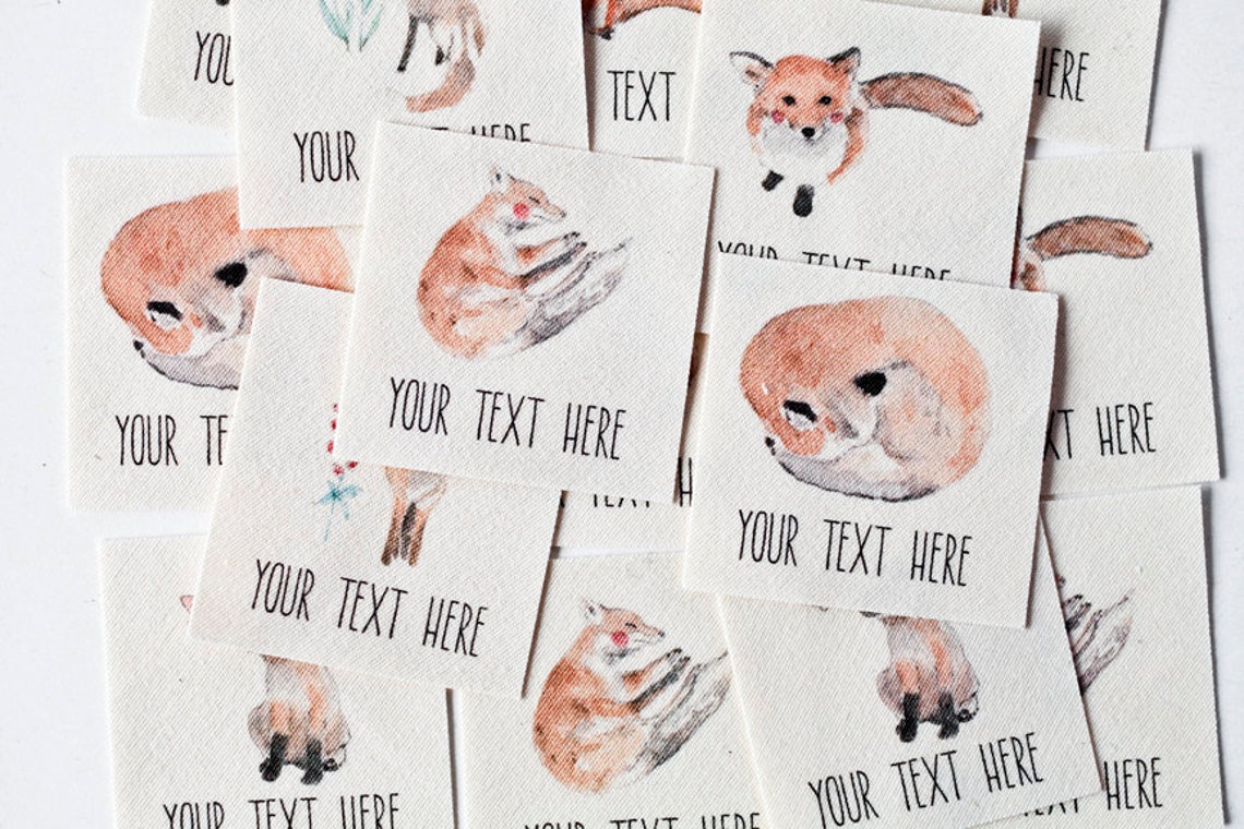 Whimsical Watercolor Fox and Flowers, Personalized Sewing Labels for ...