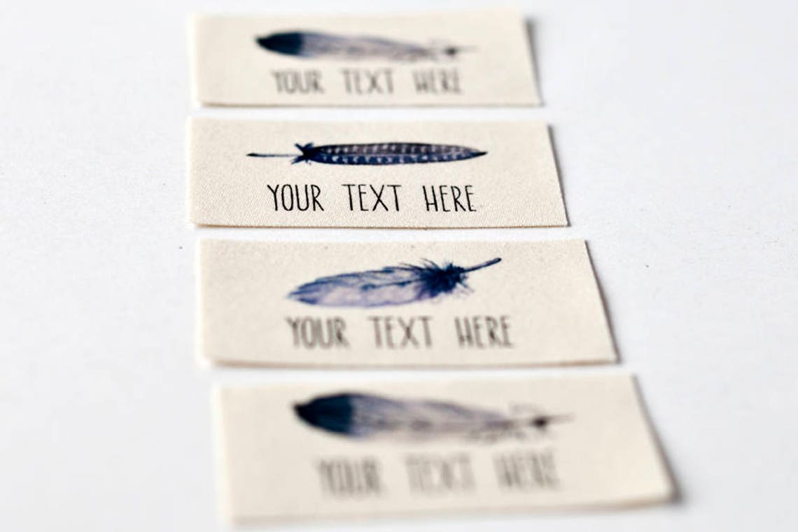Watercolor Feather Labels Personalized Tags on Soft Organic | Etsy
