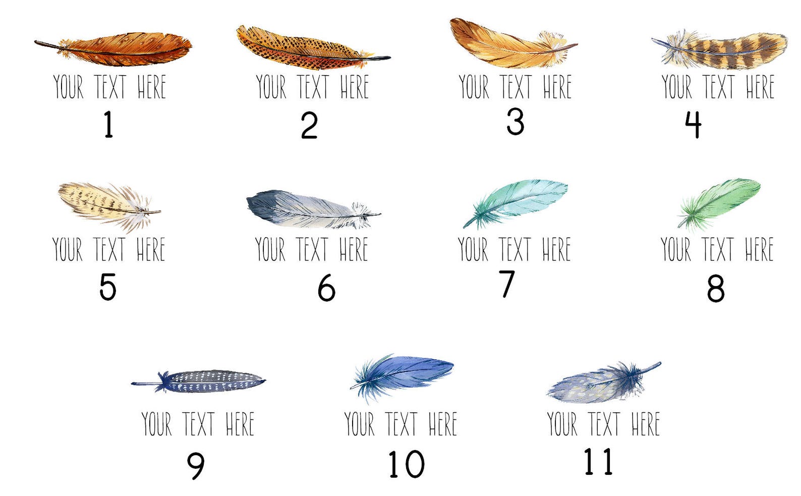 Watercolor Feather Labels Personalized Tags on Soft Organic | Etsy