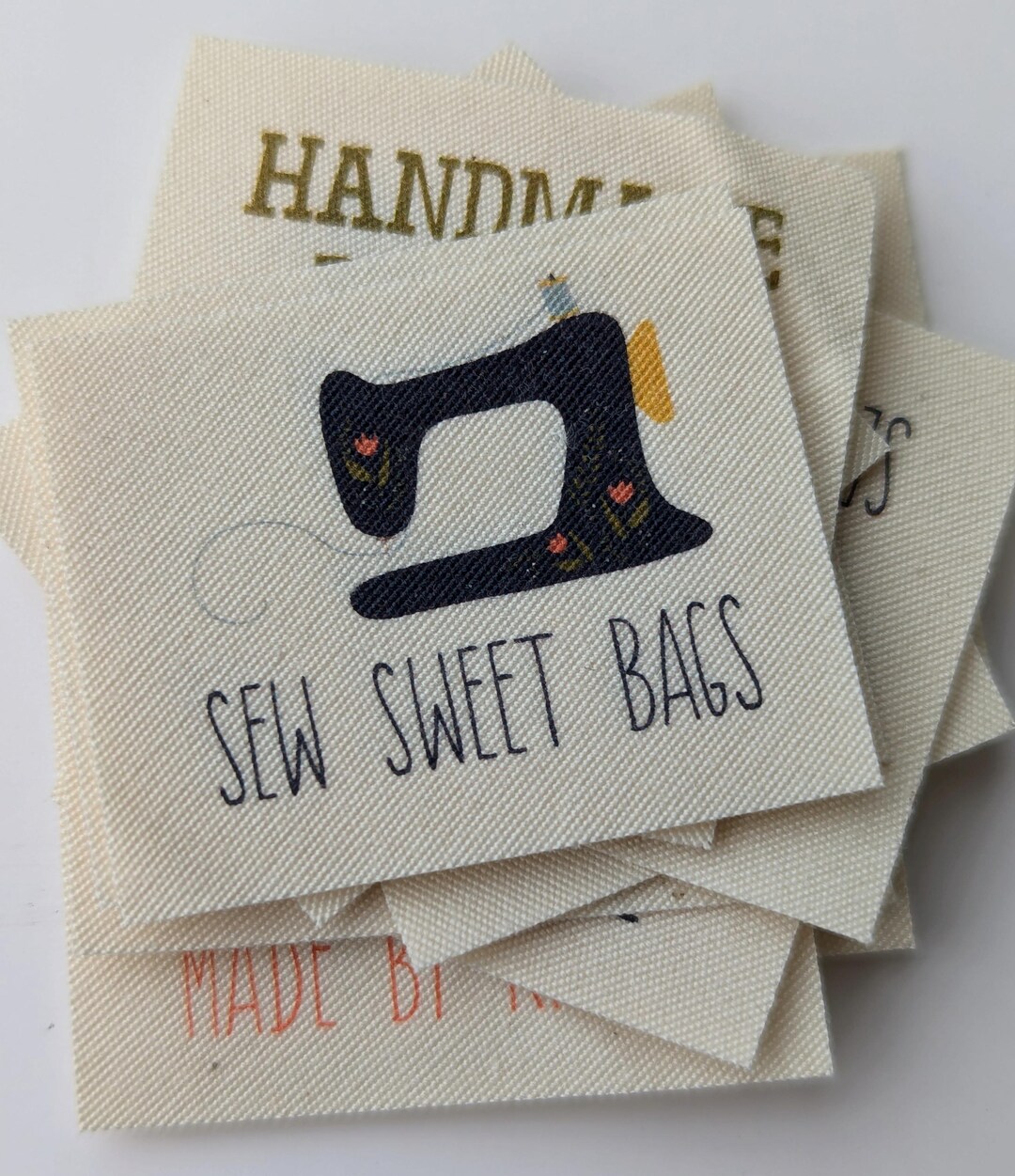 Custom Sewing Tags - Hand Drawn Sewing Graphics on Organic Cotton (sew ...