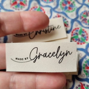 Set of 25 Signature Swoop Labels - Organic Cotton Fabric Tags for ...