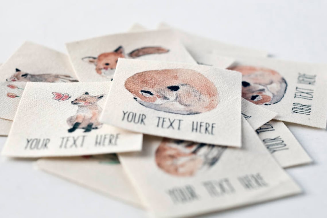 Whimsical Watercolor Fox and Flowers, Personalized Sewing Labels for ...