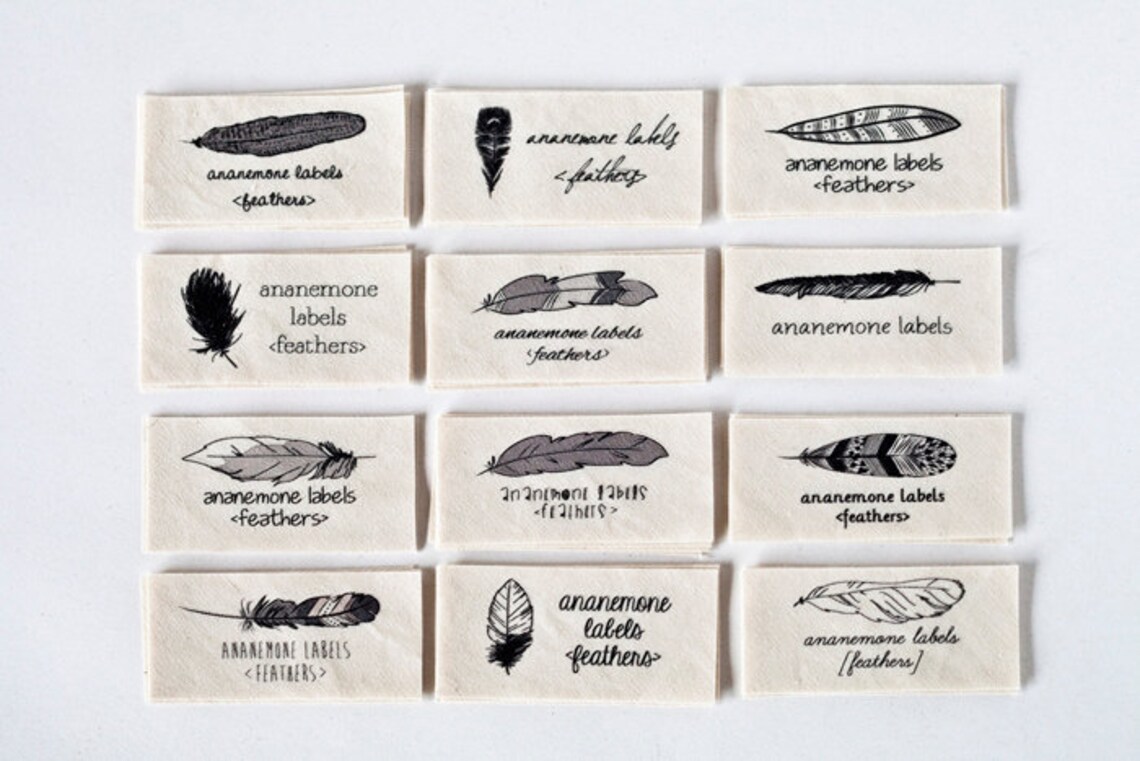 Personalized Sewing Labels With Feathers organic Tags - Etsy