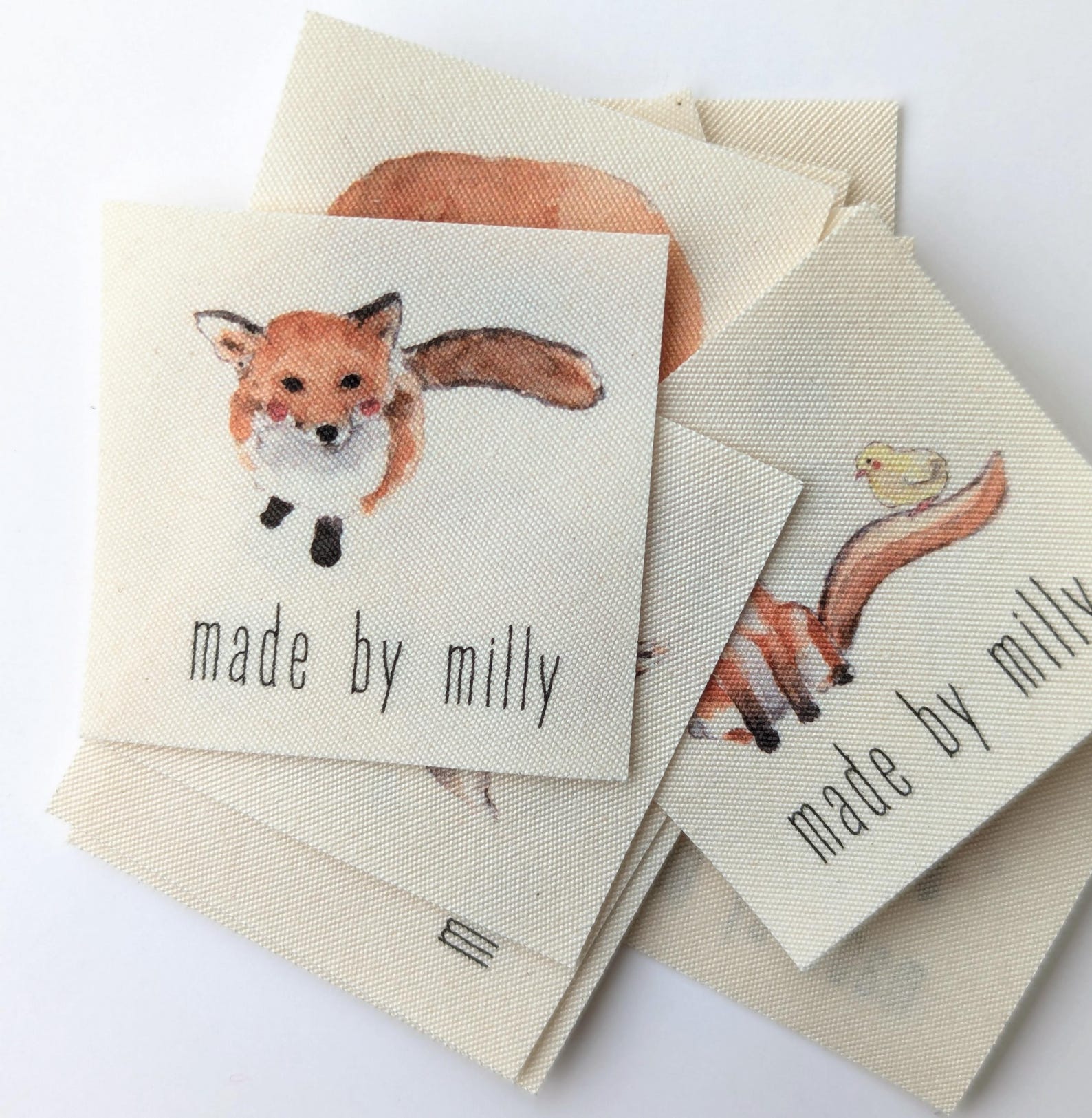 Whimsical Watercolor Fox and Flowers, Personalized Sewing Labels for ...