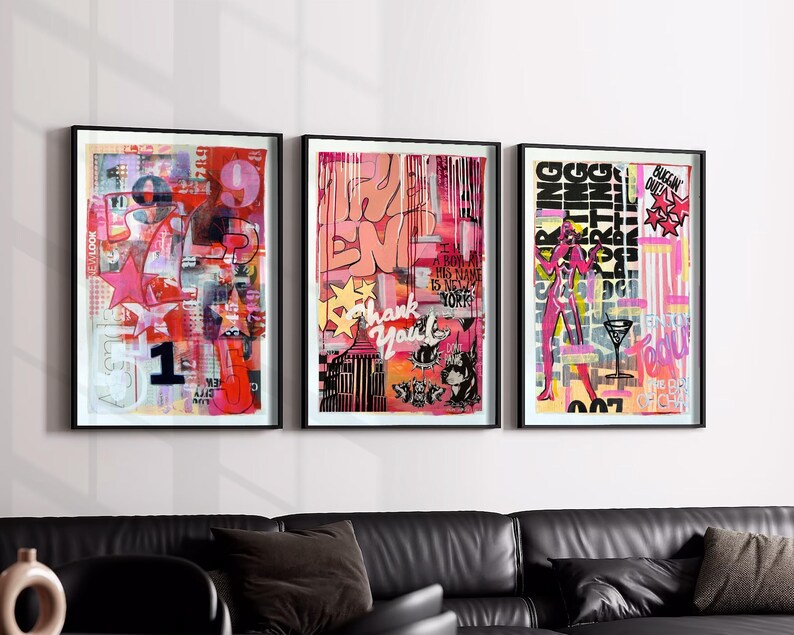 Colorful Modern Pop Art Prints Set of 3 – Urban Street Style Wall Art ...