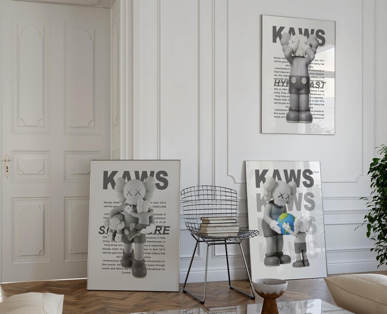 Hypebeast Kaws Figure Poster Set of 3, Hypebeast Printable Wall Art ...