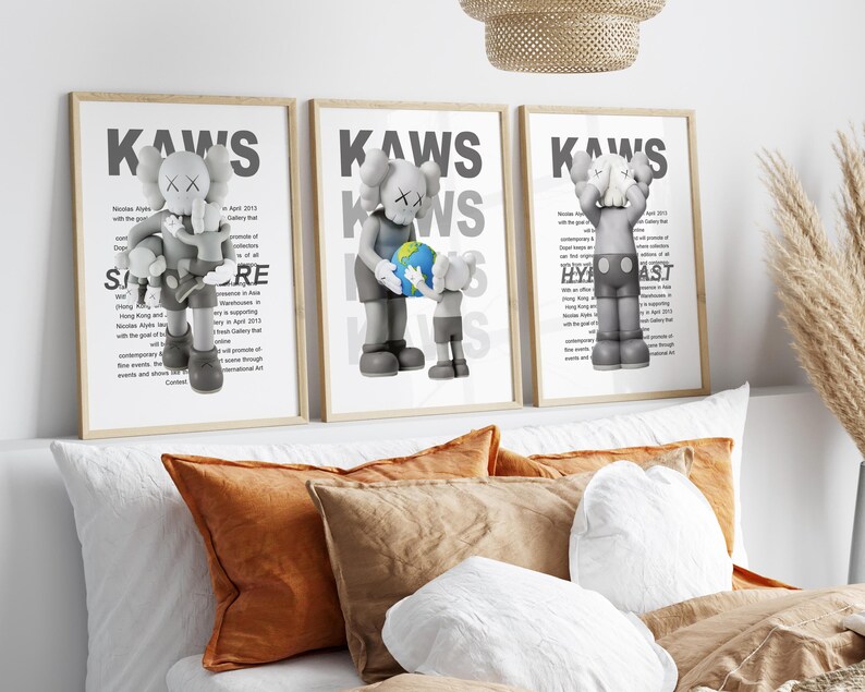 Hypebeast Kaws Figure Poster Set of 3, Hypebeast Printable Wall Art ...