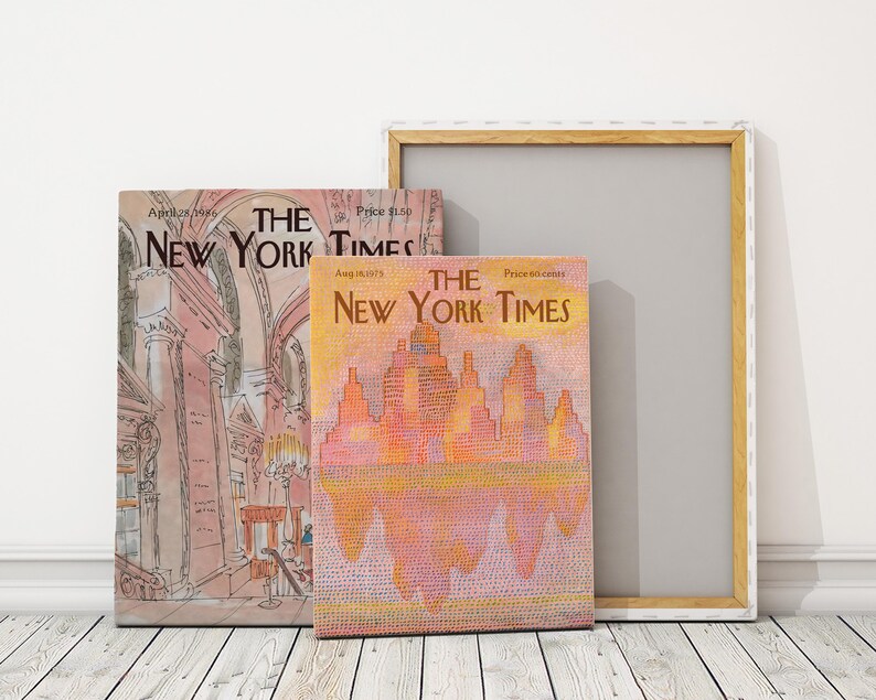 Pink New York Times Wall Art Set of 2, the New York Print, Retro New ...