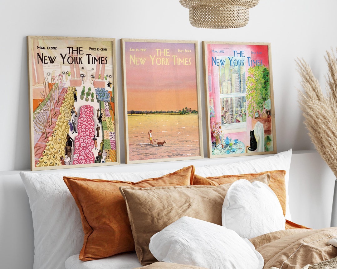 New York Times Poster Set of 3, Trendy Retro New York Times Wall Art ...