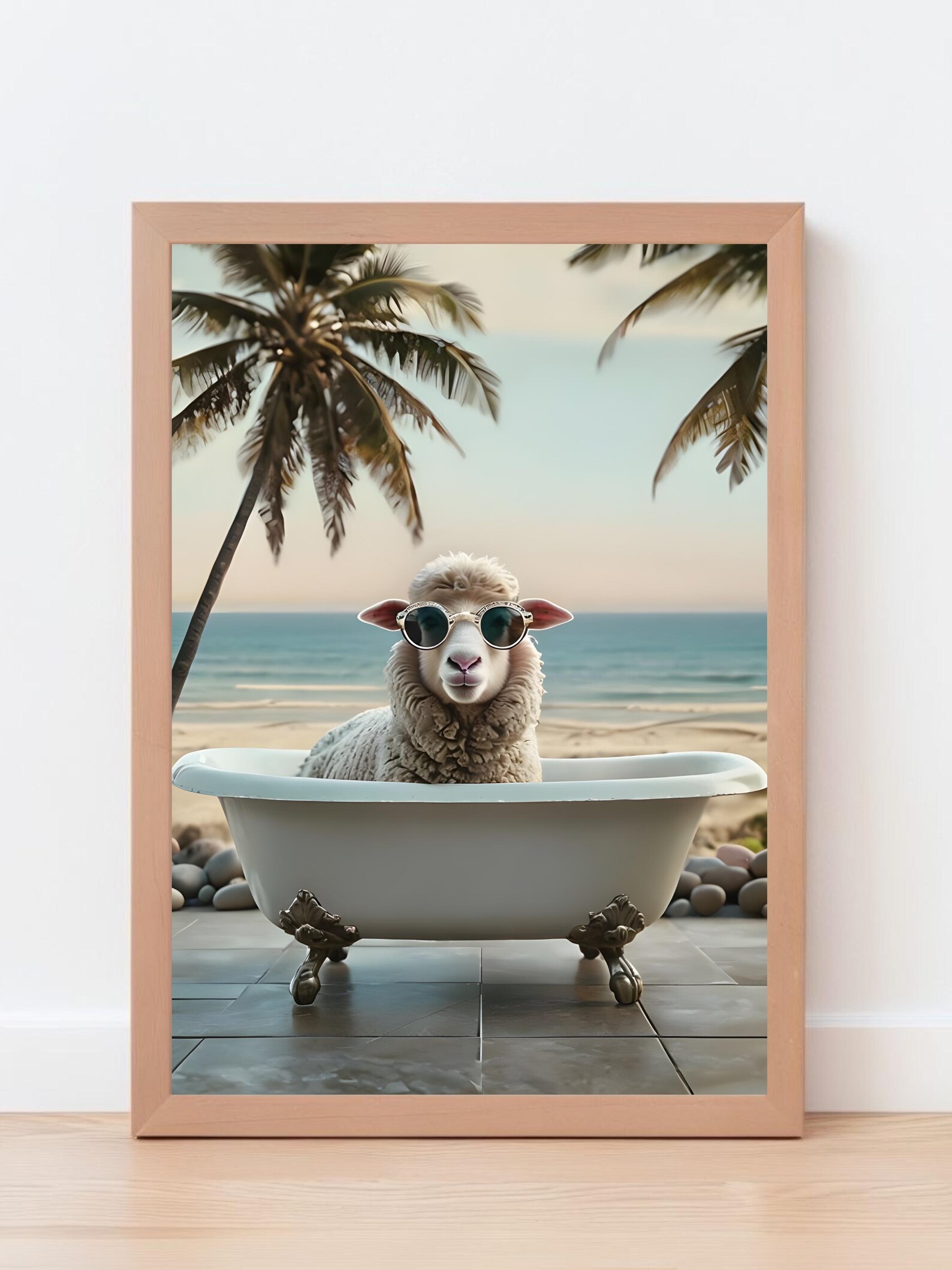 Funky Sheep Wall Art Digital Download Boho Sheep Decor, Sheep in Tub ...