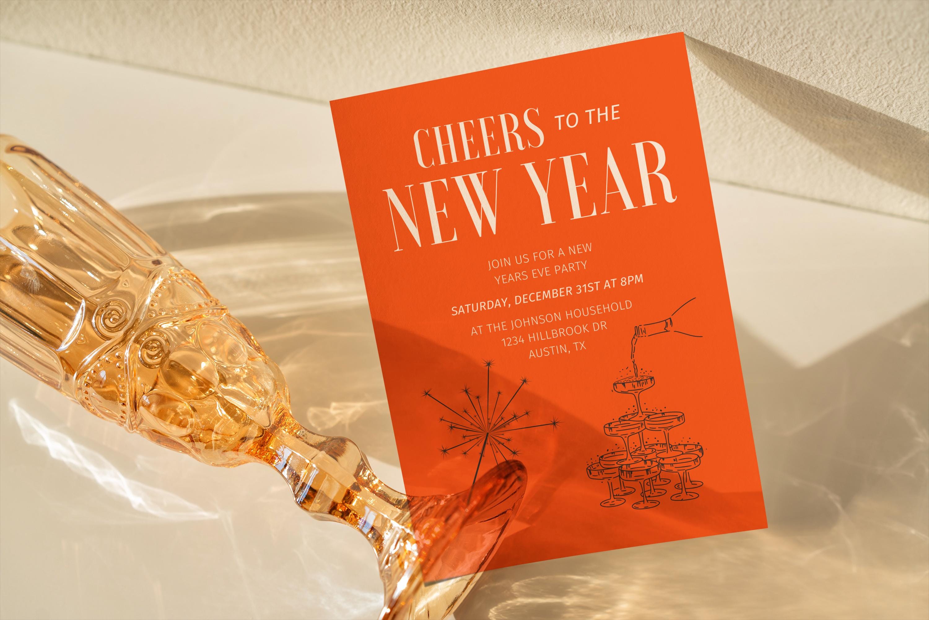 New Years Party Invitation, New Years Eve Party Invitation, New Years ...