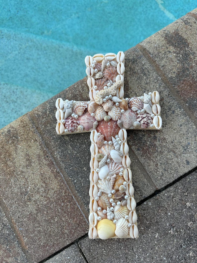 Handpicked Seashell Cross: Coastal Wall Decor From SWFL - Etsy
