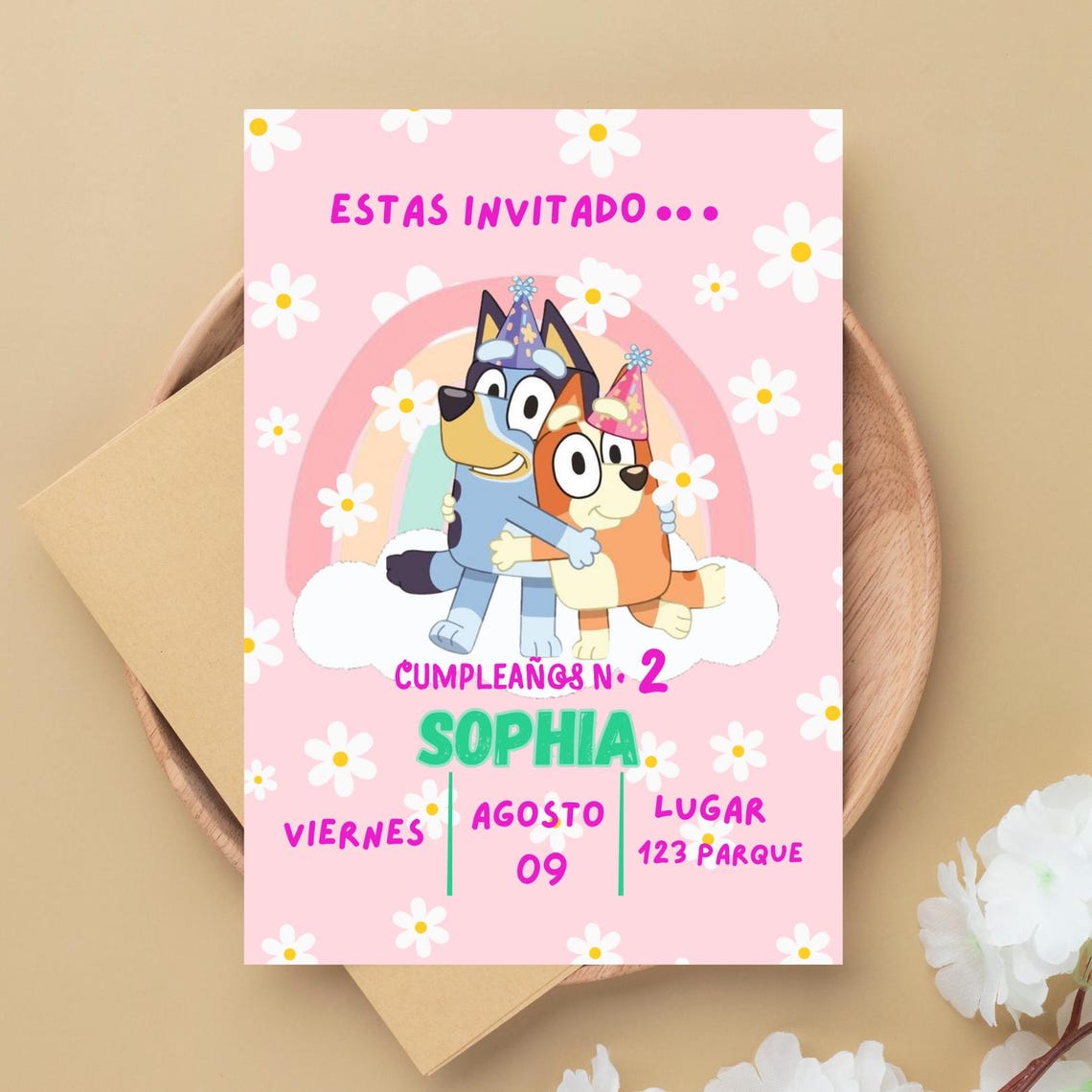 Plantilla de invitación de Bluey y Bingo editable invitación infantil ...