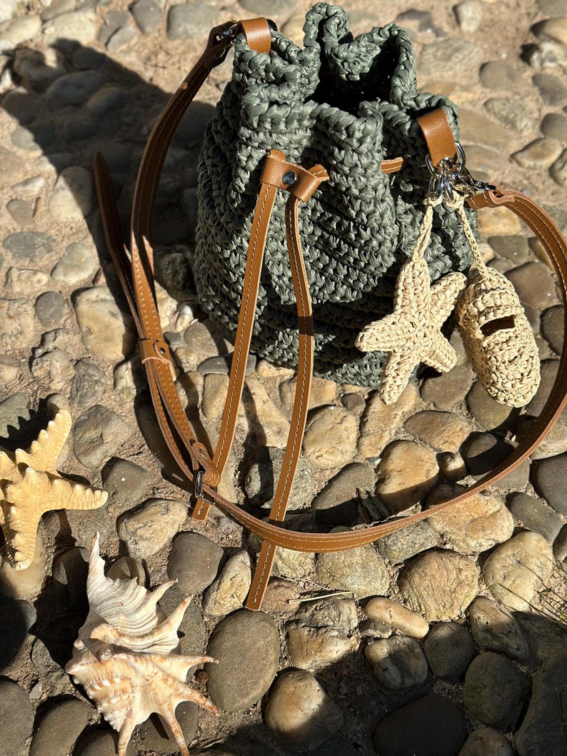 Seashell and Starfish Bag Charm - Marine Theme Keychain, Crochet Shell ...