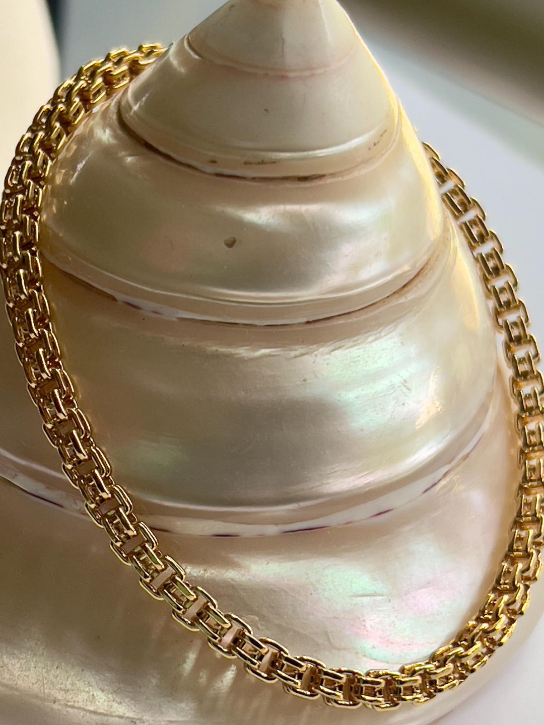 Vintage Monet Gold Tone Box Chain Bracelet – Chunky Link Statement ...