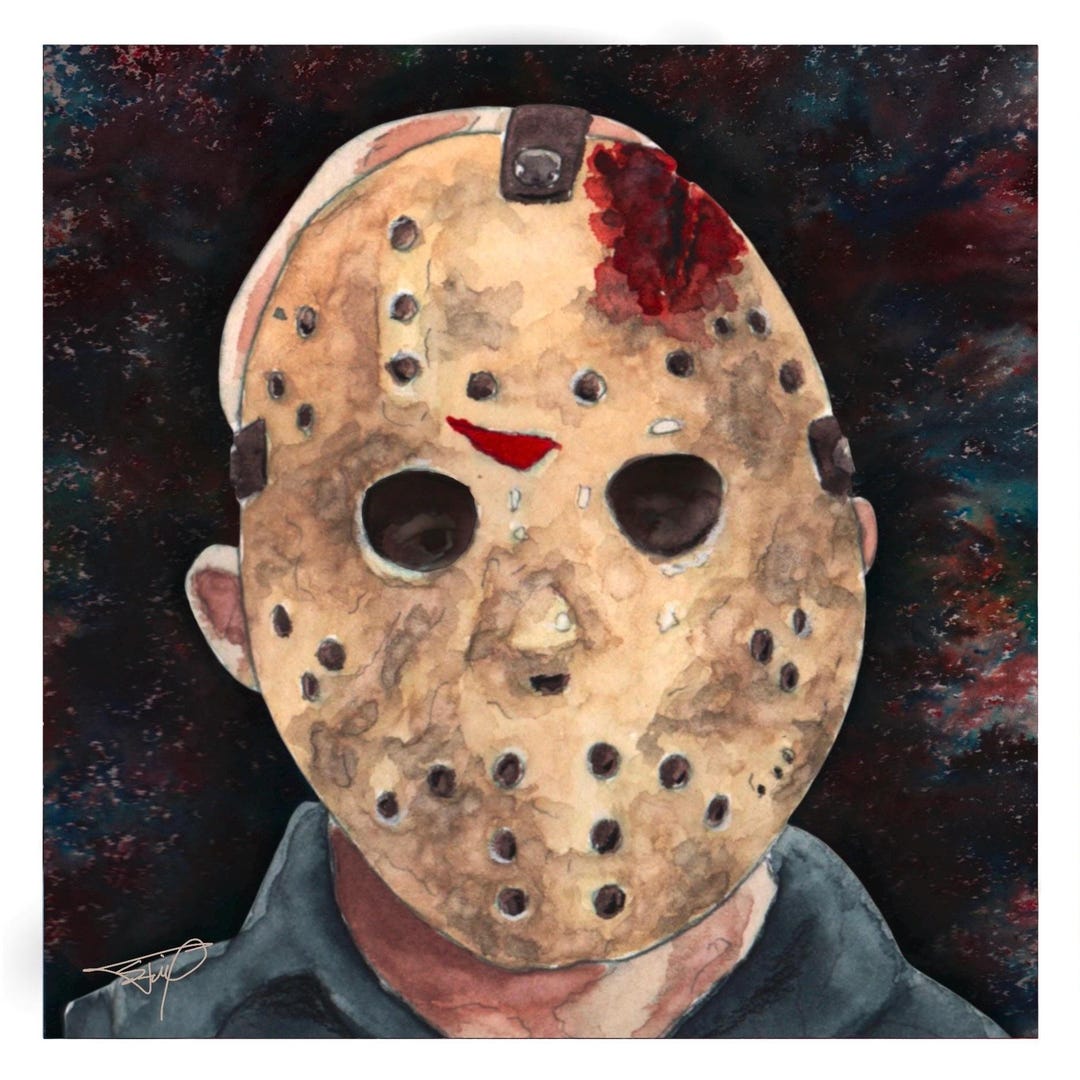 Friday the 13th the Final Chapter 8 1/2” Square Art Print, Jason Mask ...