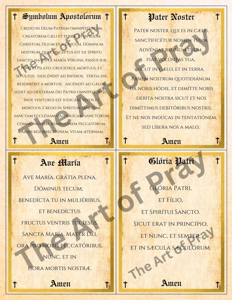 How to Pray the Rosary in Latin. Printable Latin Prayer Cards, Digital ...