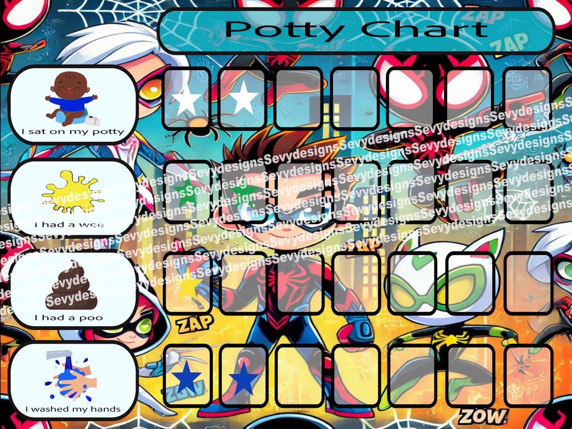 Spiderman Potty Chart for Boys Printable Potty Chart for Boys Digital ...