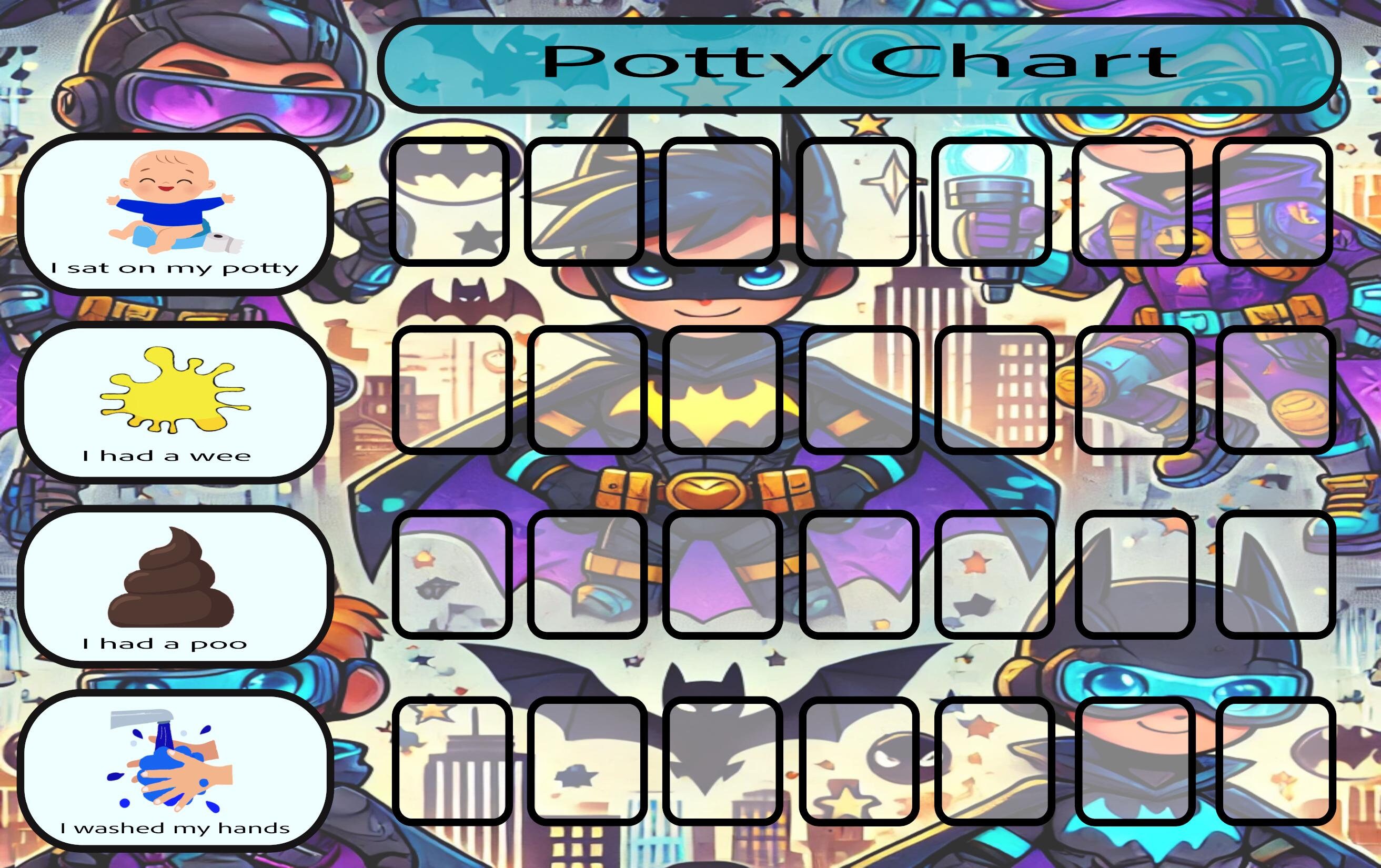 Batman Potty Chart for Boys Printable Potty Chart for Boys Digital ...