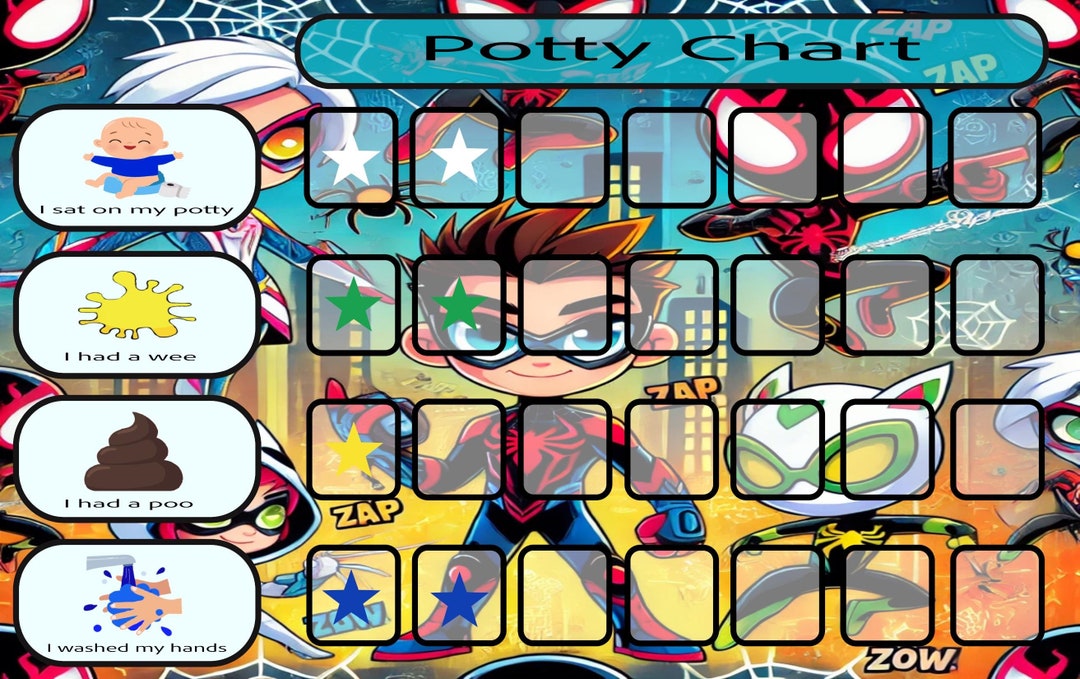 Spiderman Potty Chart for Boys Printable Potty Chart for Boys Digital ...