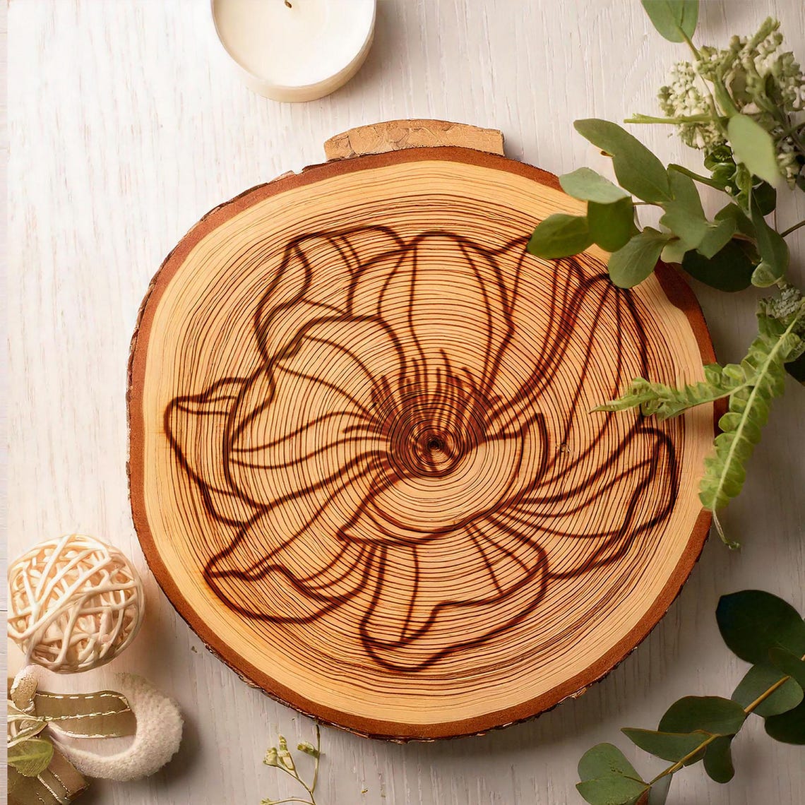 Flower Woodburning Art, Pyrography Art, Handmade Fire-drawing Art - Etsy