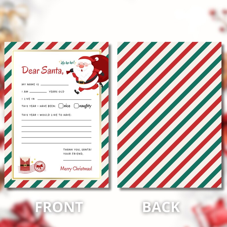 Christmas Wish List Printable, Letter to Santa, Christmas Printable for ...