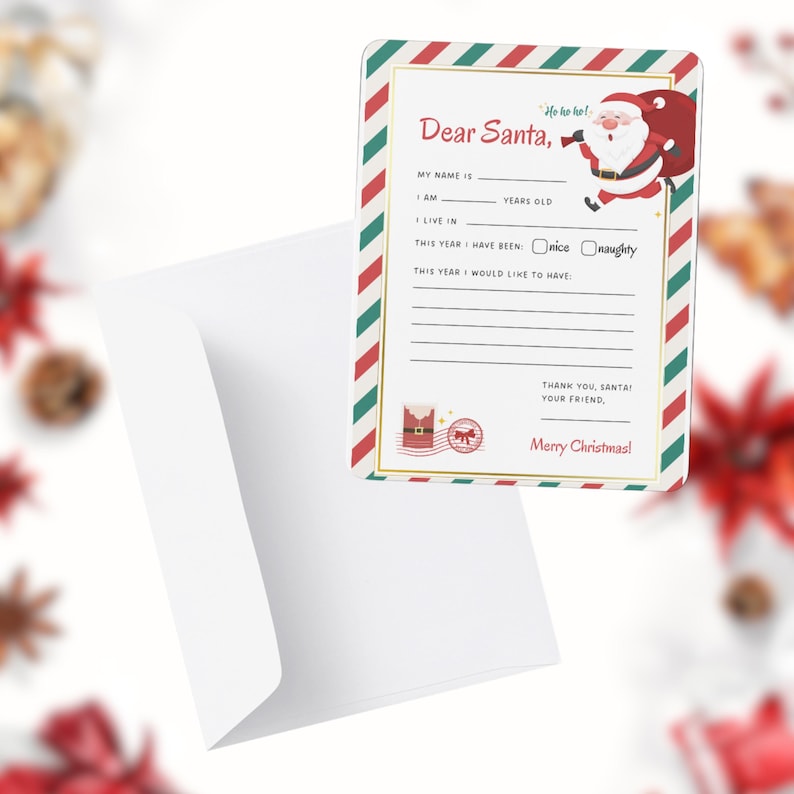 Christmas Wish List Printable, Letter to Santa, Christmas Printable for ...
