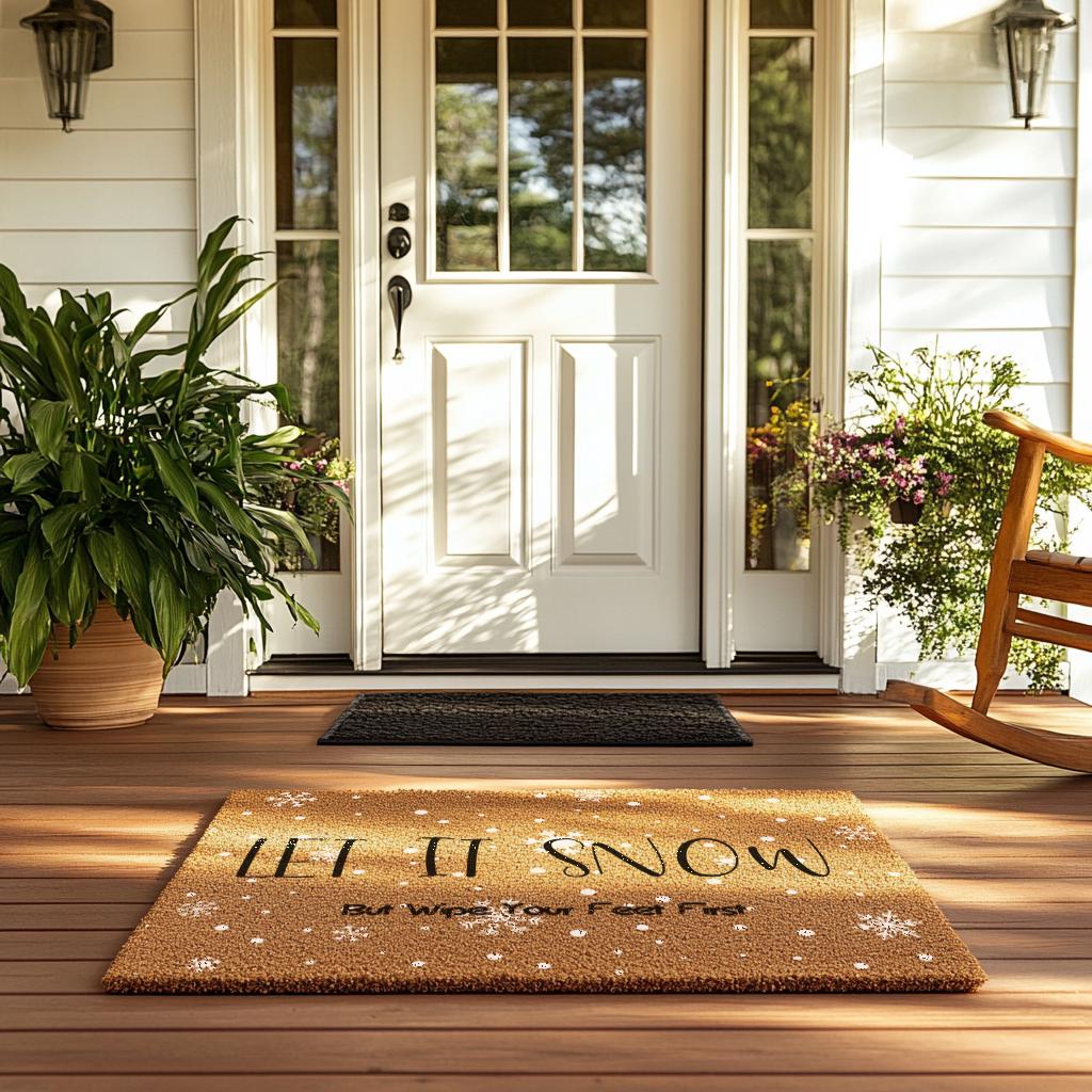 Winter Doormat Let It Snow Welcome Mat Coir Front Door Mat Snowflake ...
