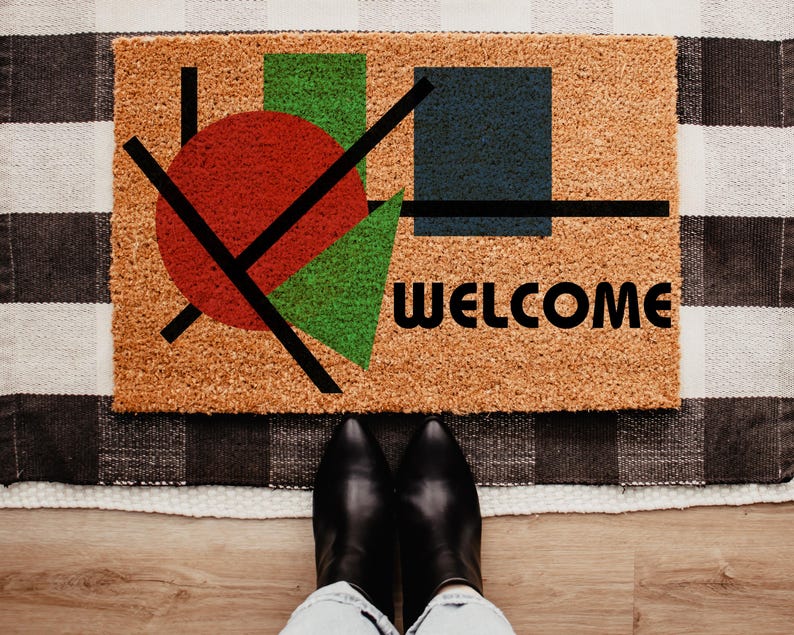 Modern Geometric Bauhaus Welcome Doormat, Abstract Mid Century Modern ...