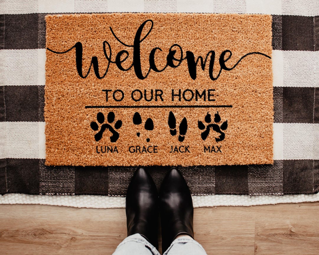 Custom Family & Pet Name Welcome Mat | Custom Names Doormat | Welcome ...