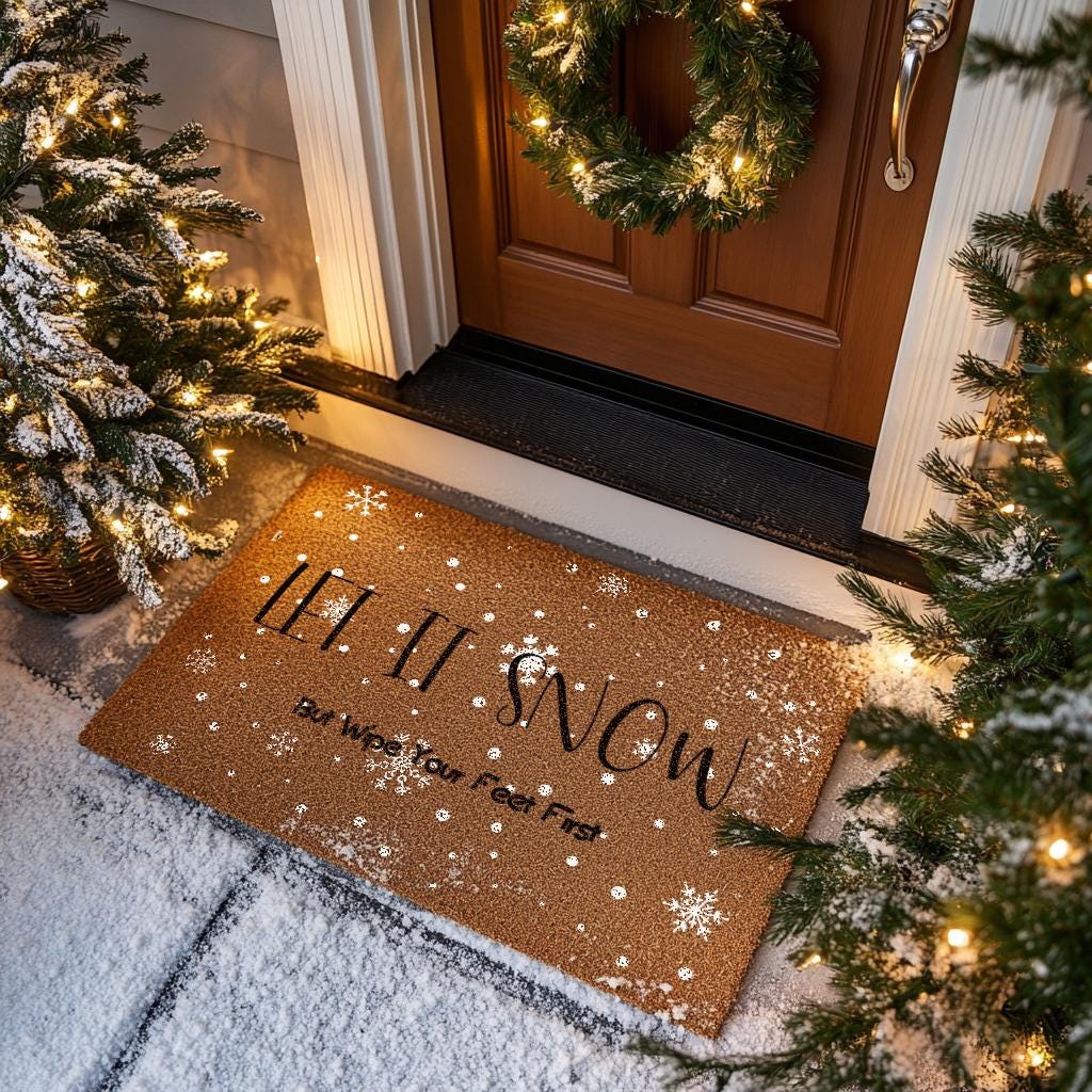 Winter Doormat | Let It Snow Welcome Mat | Coir Front Door Mat ...
