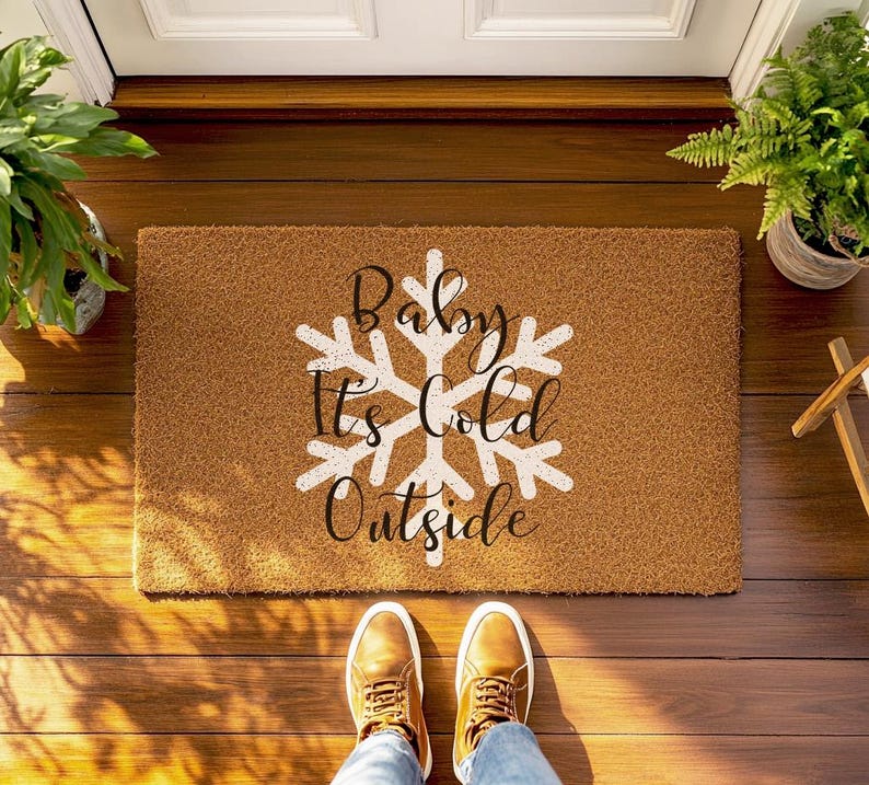 Winter Doormat | Farmhouse Winter Decor | Snowflake Front Door Mat ...