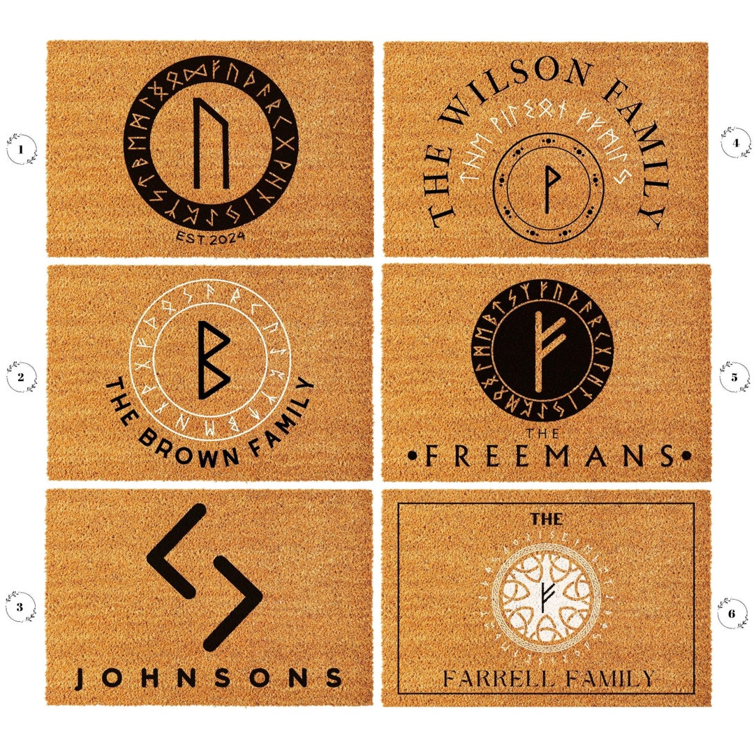 Runic Doormat | Custom Coir Welcome Mat | Viking Rune Door Mat | Family ...