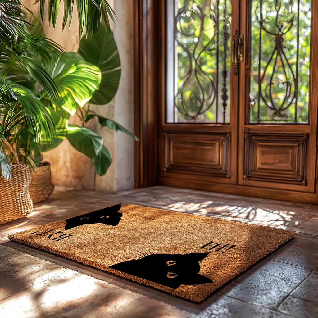 Funny Cat Doormat Peeking Cat Design Perfect Gift for Cat Lovers ...