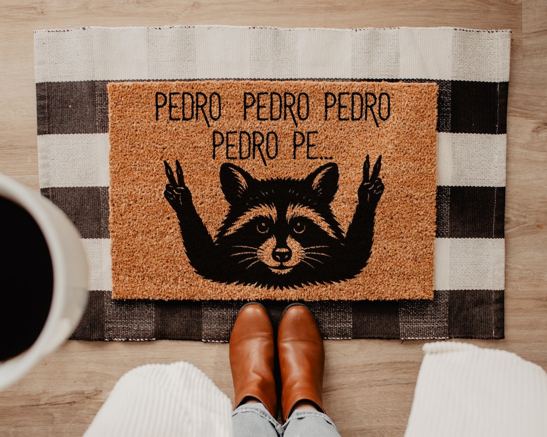 Meet Pedro the Dancing Raccoon Door Mat | Funny Raccoon Doormat ...