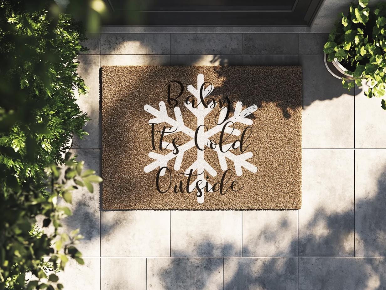 Winter Doormat | Farmhouse Winter Decor | Snowflake Front Door Mat ...