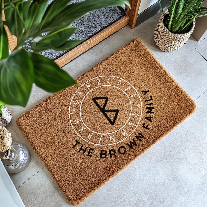 Runic Doormat Custom Coir Welcome Mat Viking Rune Door Mat Family Name ...
