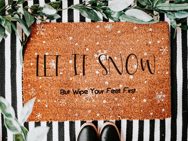 Winter Doormat Let It Snow Welcome Mat Coir Front Door Mat Snowflake ...