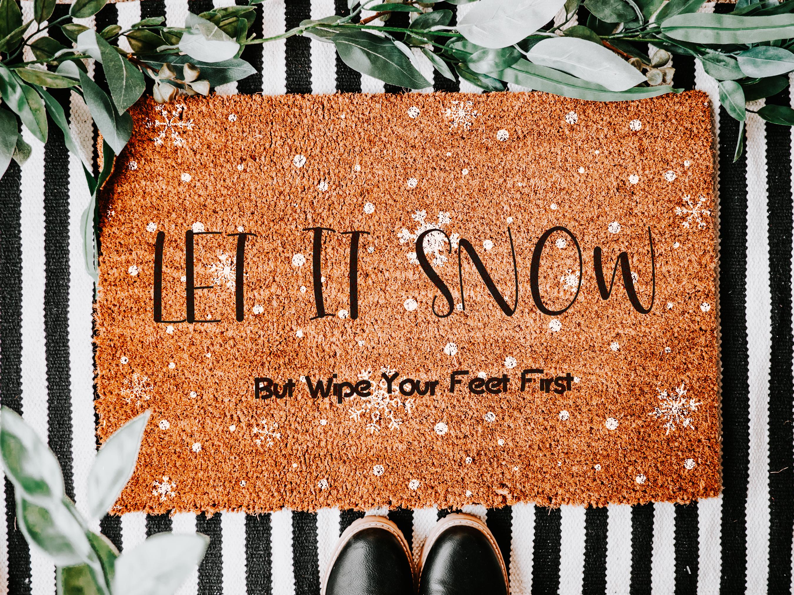 Winter Doormat Let It Snow Welcome Mat Coir Front Door Mat Snowflake ...