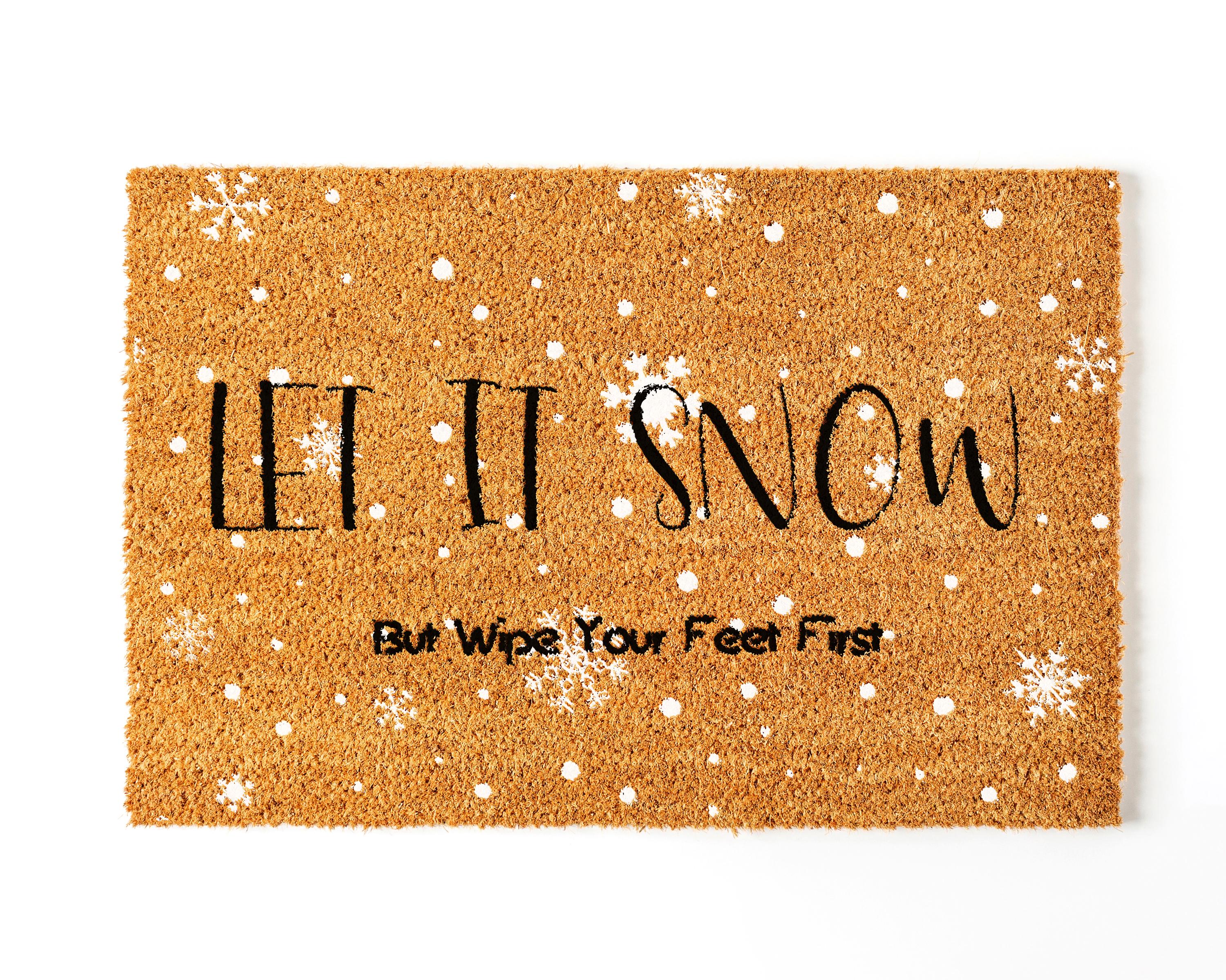 Winter Doormat Let It Snow Welcome Mat Coir Front Door Mat Snowflake ...