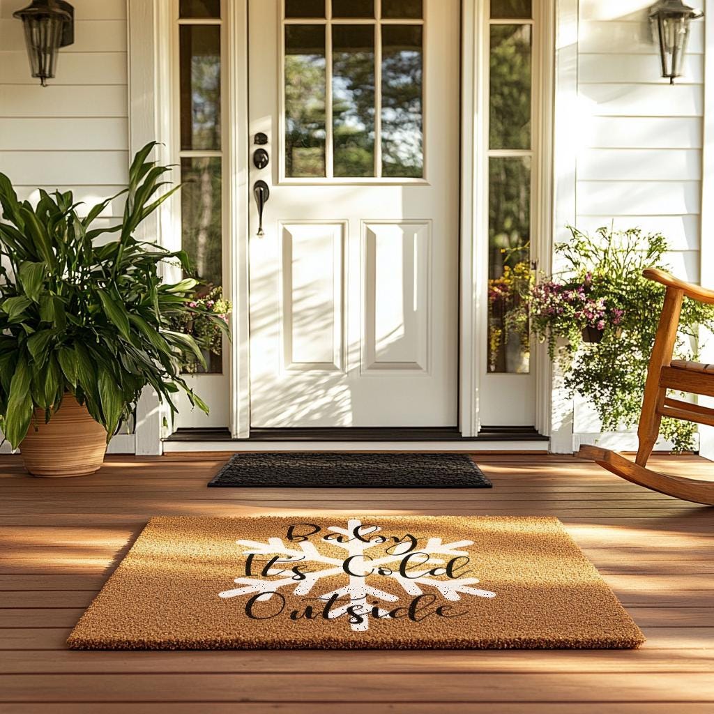 Winter Doormat | Farmhouse Winter Decor | Snowflake Front Door Mat ...