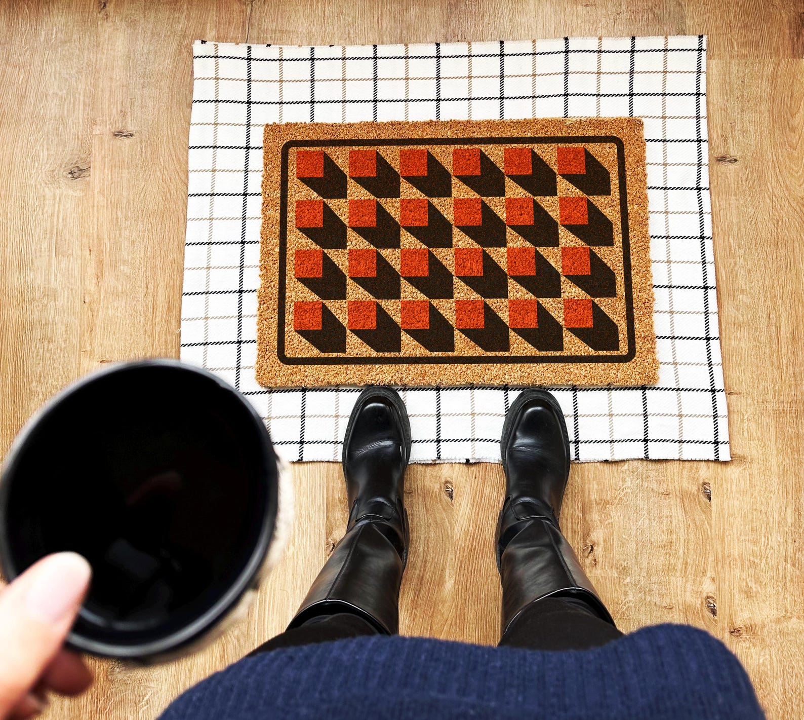 Bauhaus Inspired Geometric Doormat | Colorful Doormat | Geometric Rug ...