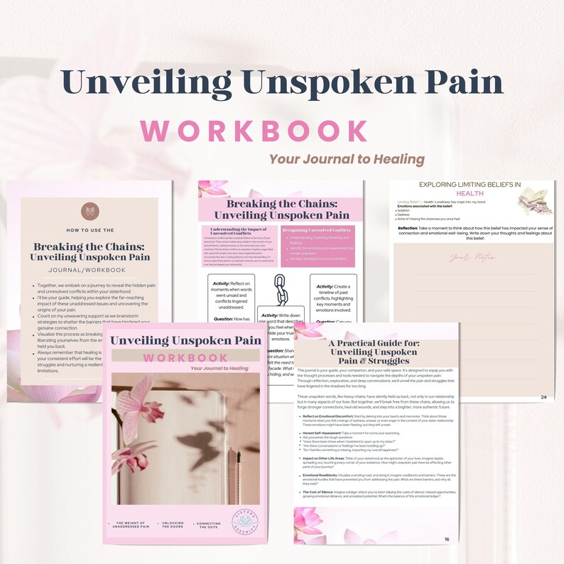 Unveiling Unspoken Pain Journal: Guided Mental Health Workbook (digital ...