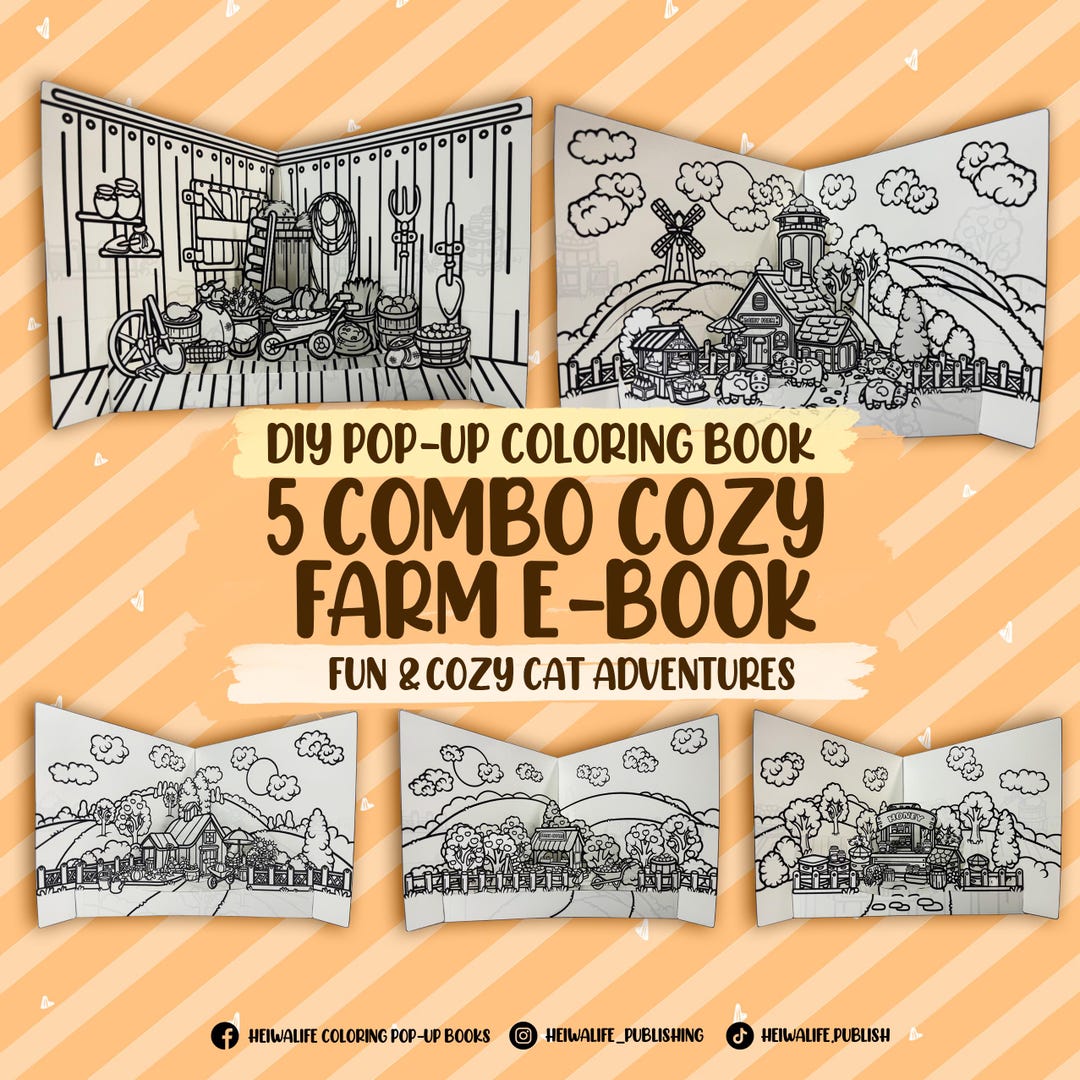 5 Combo Cozy Farm Coloring E-book, Farm Activity Pages, Diy Pop-up ...