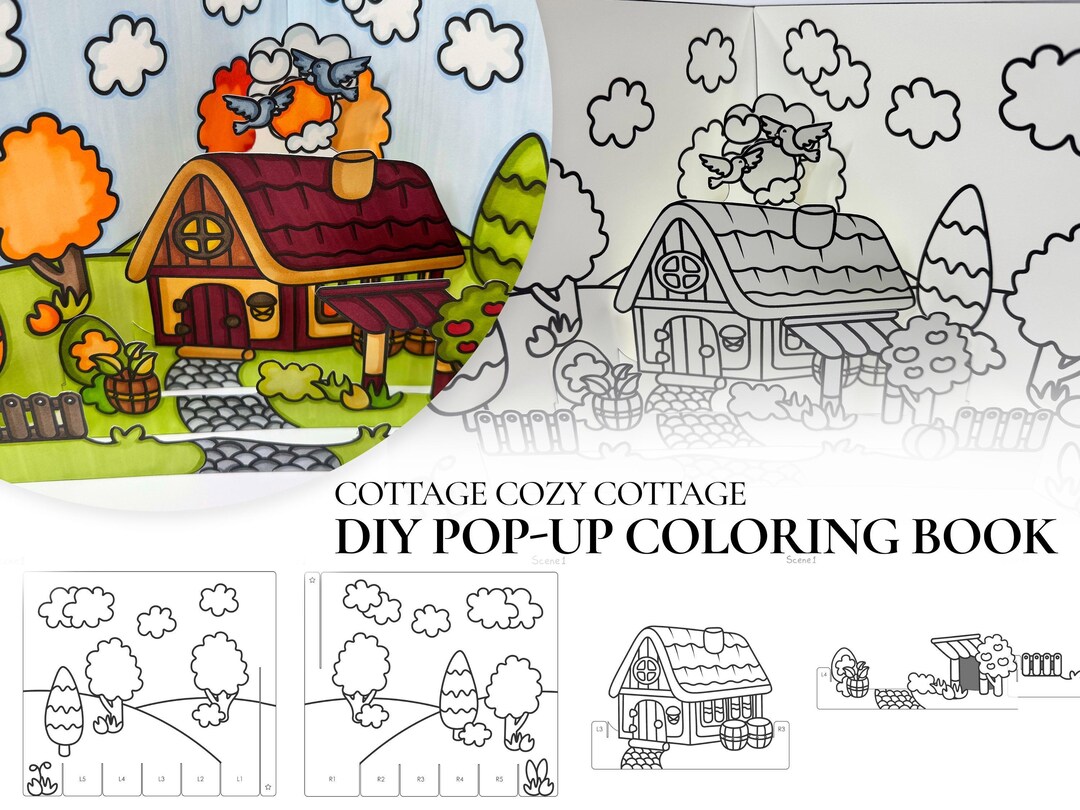 Cottage Cozy Coloring Book, Diy Pop up Coloring E Book, Coloring Pages ...