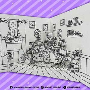 Bedroom Cozy Home Coloring E-book, Diy Pop up Coloring Pages, Printable ...